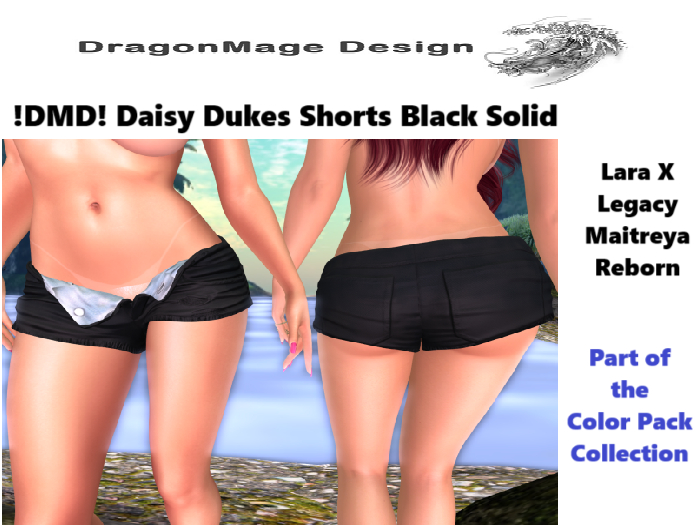 Second Life Marketplace - !DMD! Daisy Dukes Shorts Black Solid